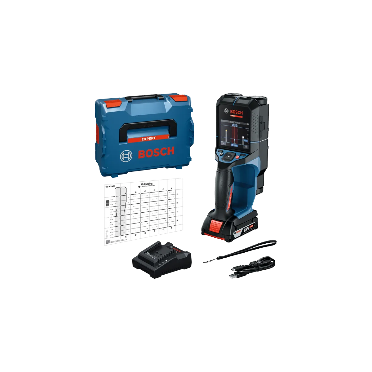 Bosch Expert Metal Detector - D-Tect18V200-17C - with 2 Ah battery and ...